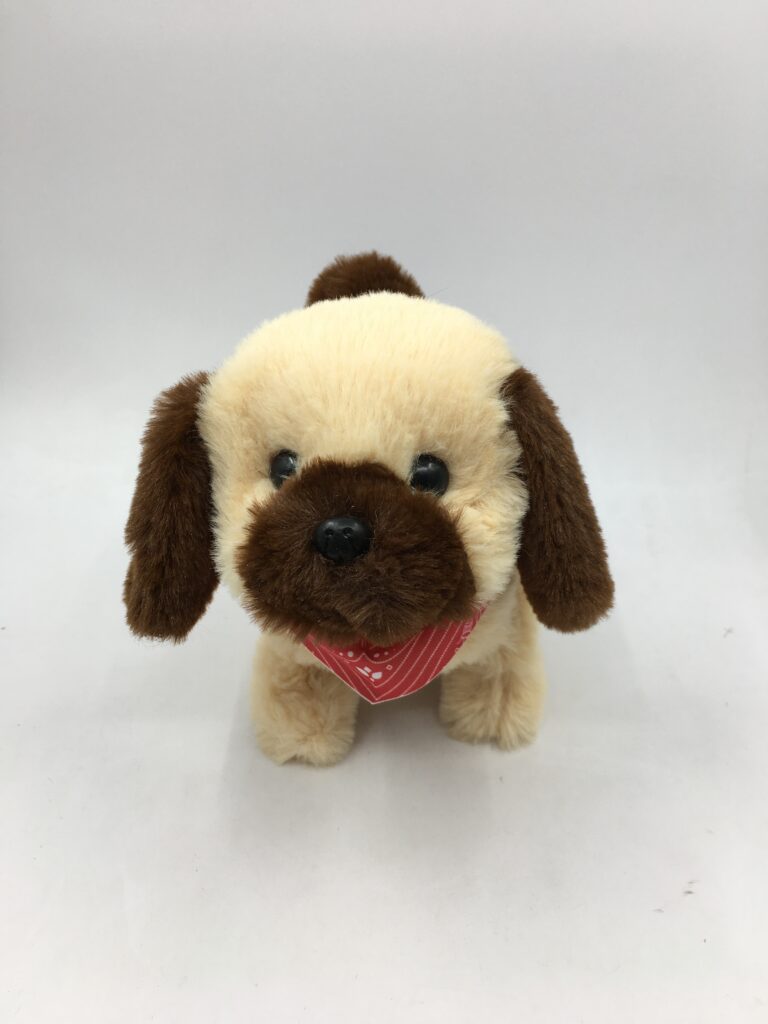 Soft Plush Stuffed Beige Colour Dog toy with Brown Nose , Battery ...