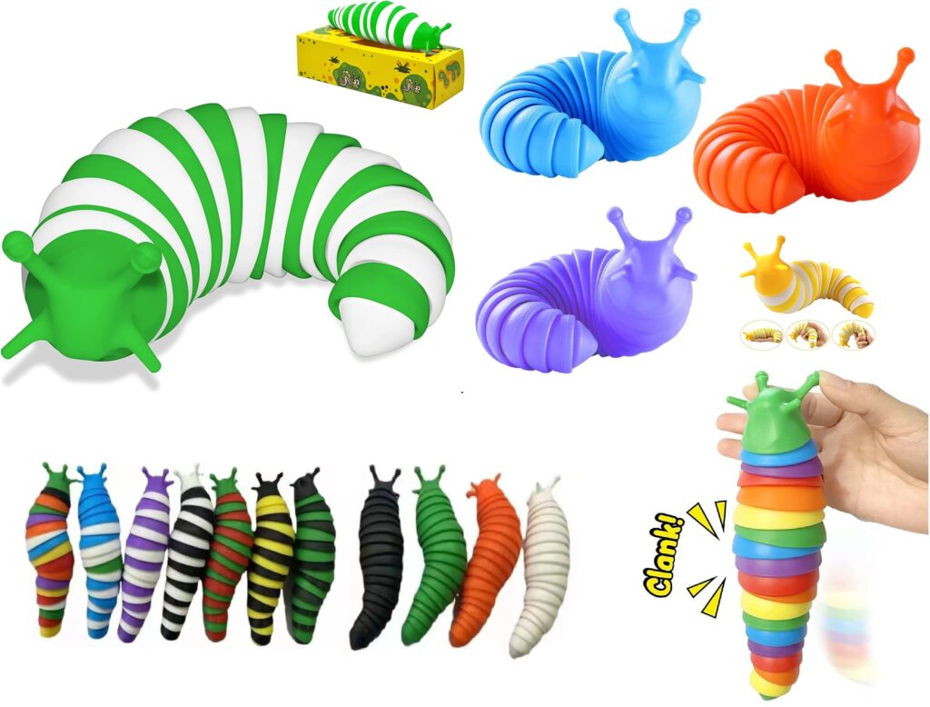 3 Fidget Slug Toy for Kids 3D Printed Articulated Stim Sensory Toy ...